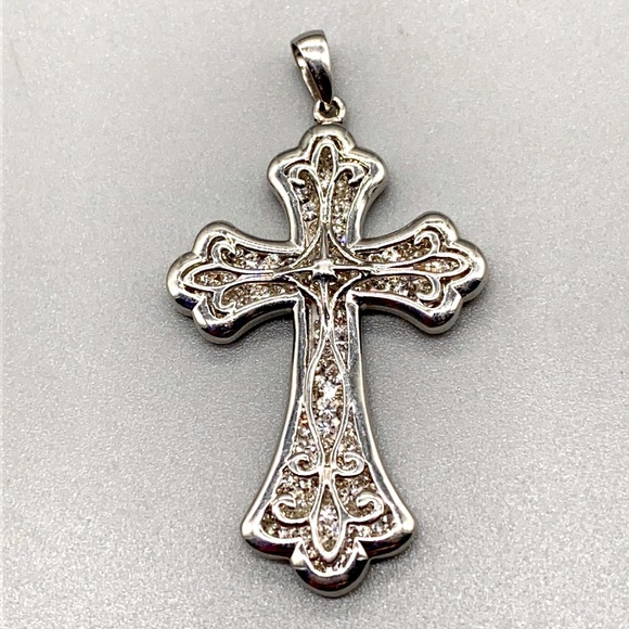 Xavier | Jewelry | Xavier Sterling Silver And Cz Cross Pendant Vintage ...